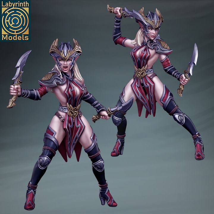 3D Printable Dark Elf Black Widows (Remastered) - 32mm scale by Labyrinth Models